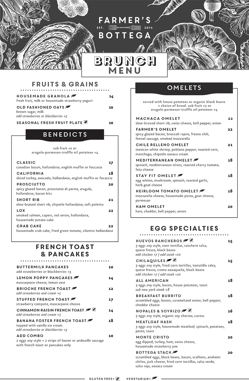 Delectable Brunch Menu | Farmer's Bottega Mission Hills
